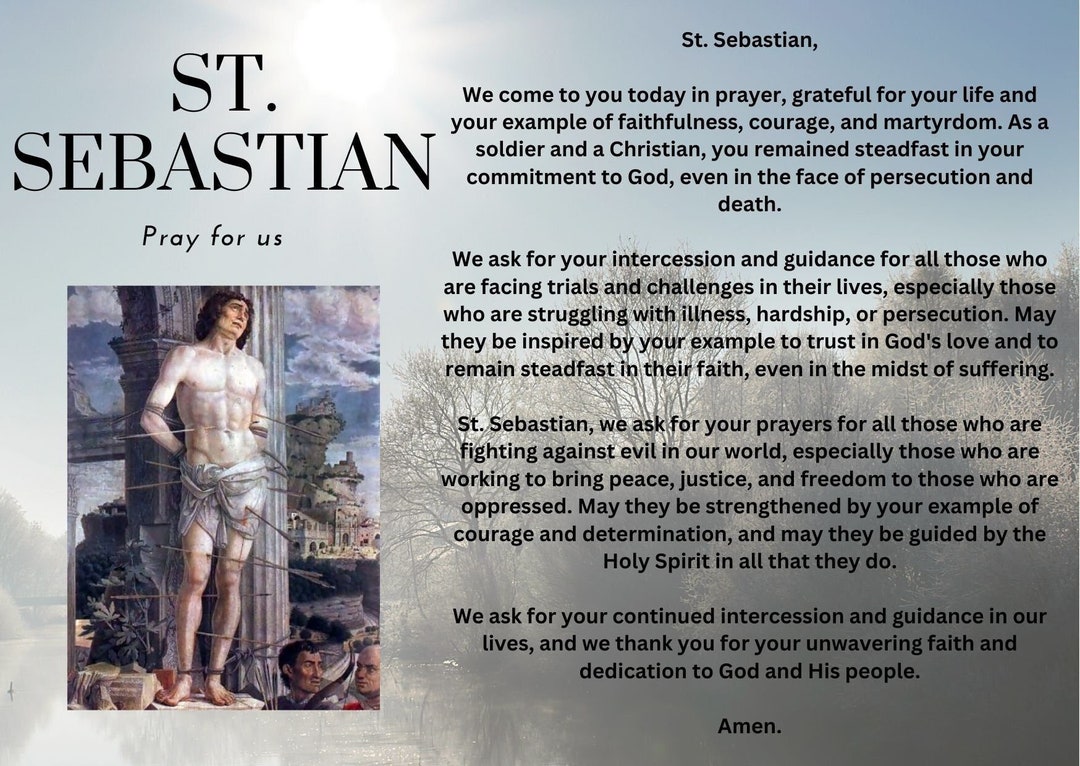 St. Sebastian, Pray for Us Prayer Card - Etsy