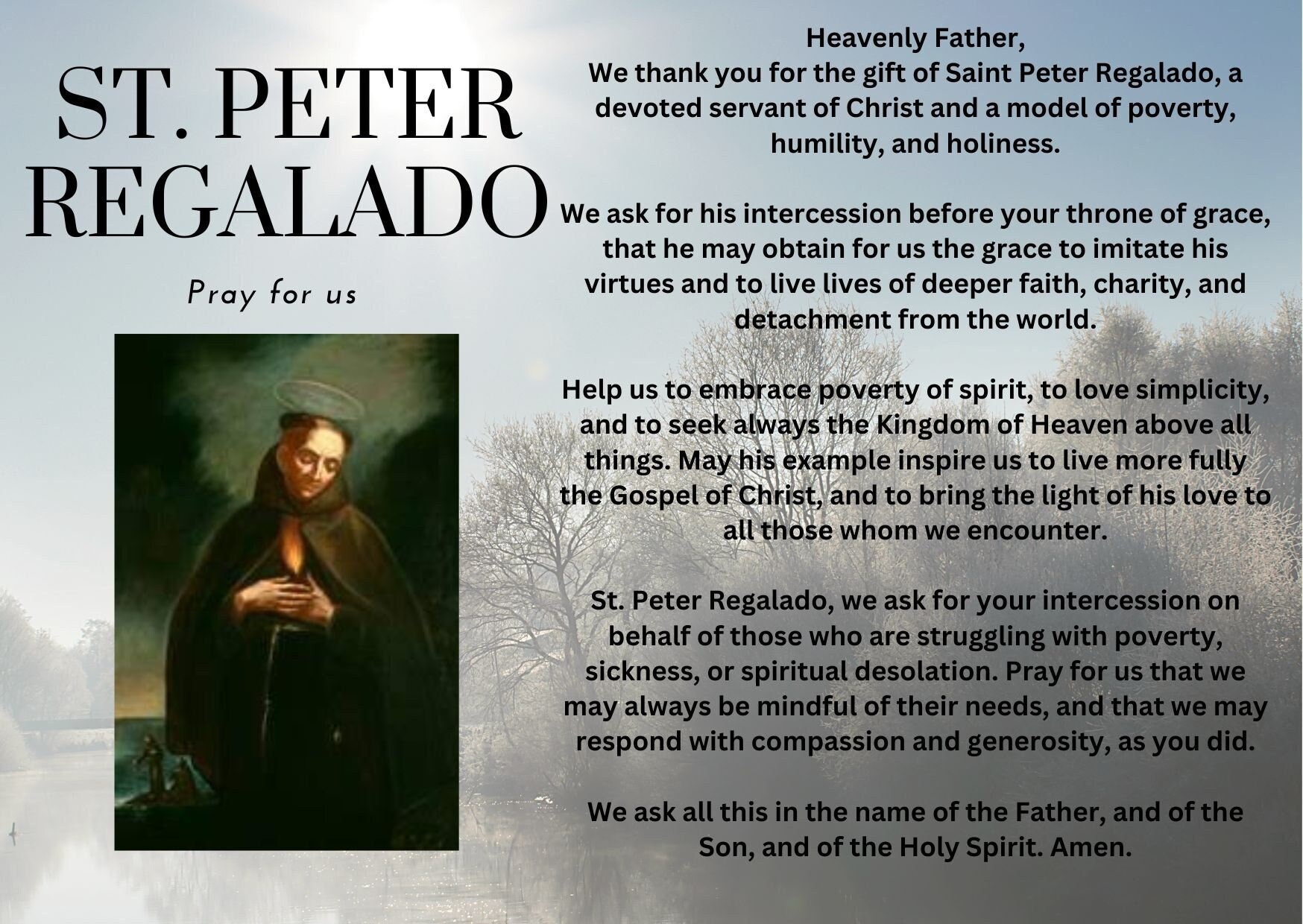 St Peter De Regalado Pray for Us Prayer Card - Etsy