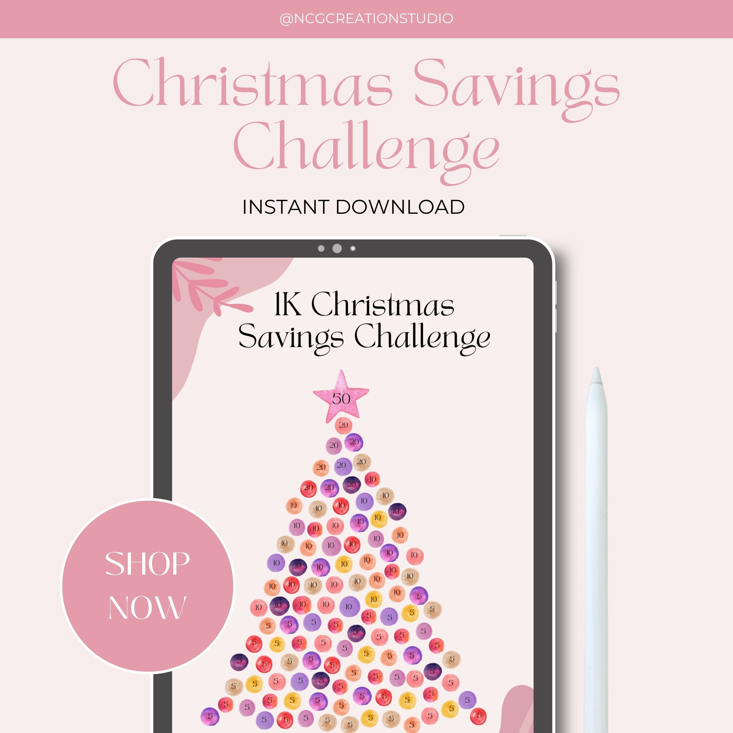 Christmas Saving Challenge Printable Savings Tracker Minimal Tracker ...