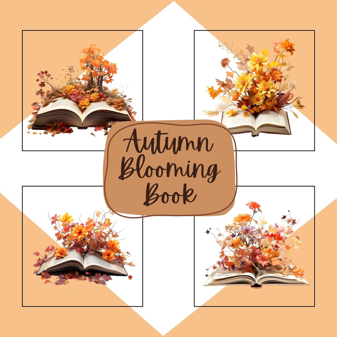 Watercolor Autumn Blooming Book Bundle, Fall Clipart, Autumn Scenery ...