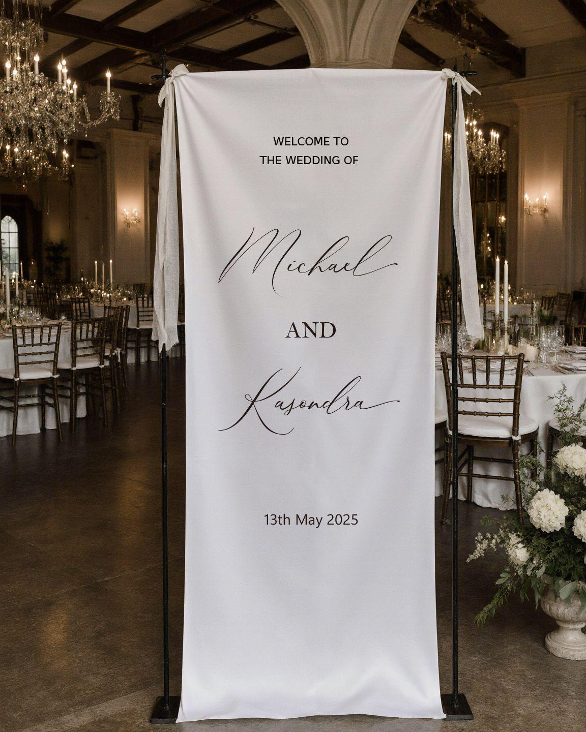 Wedding Fabric Sign, Custom Linen Wedding Welcome Sign, Personalized ...
