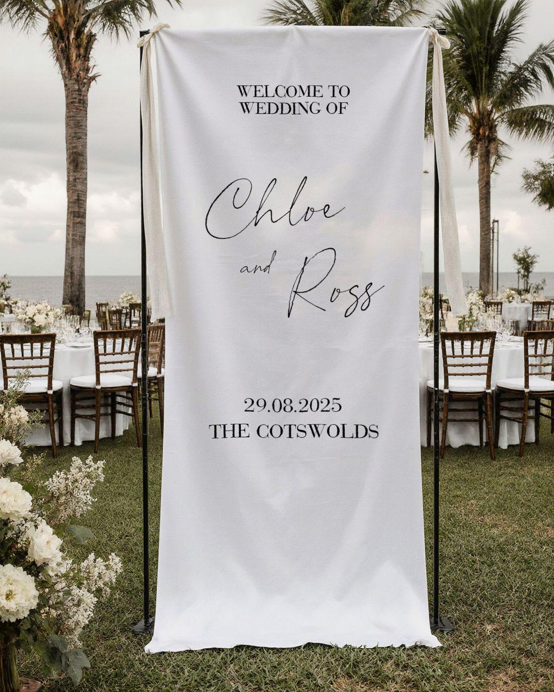 Wedding Fabric Sign, Custom Linen Wedding Welcome Sign, Personalized ...