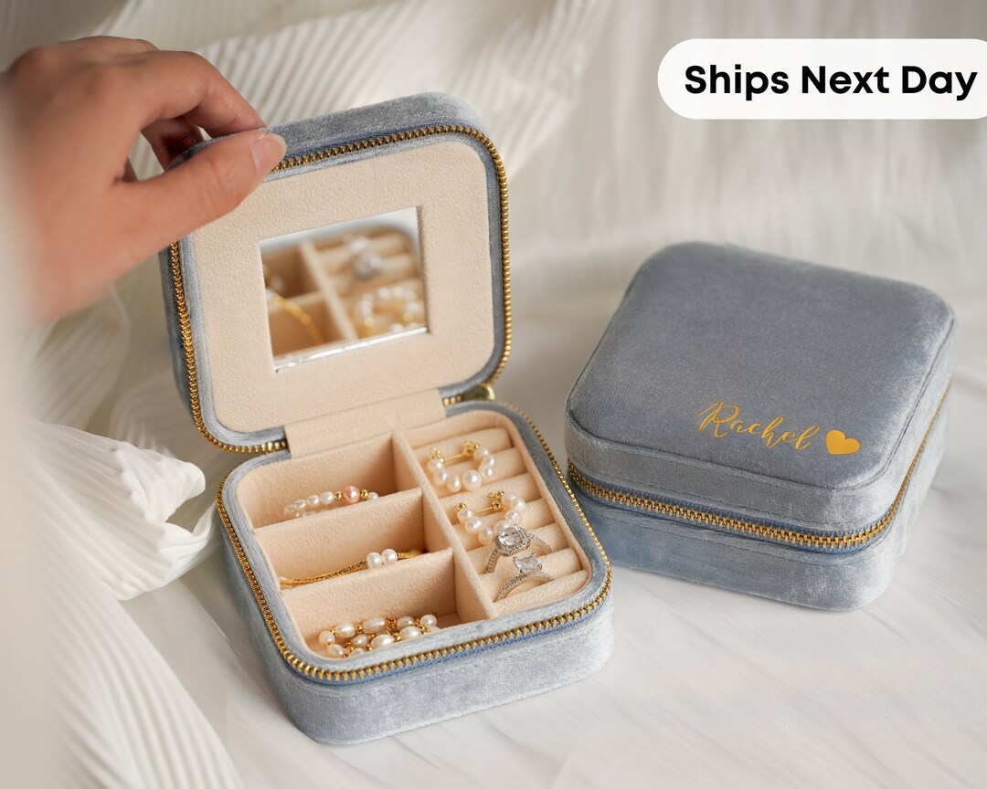Custom Velvet Jewellery Box, Travel Jewellery Box With NON-PEELING OFF ...