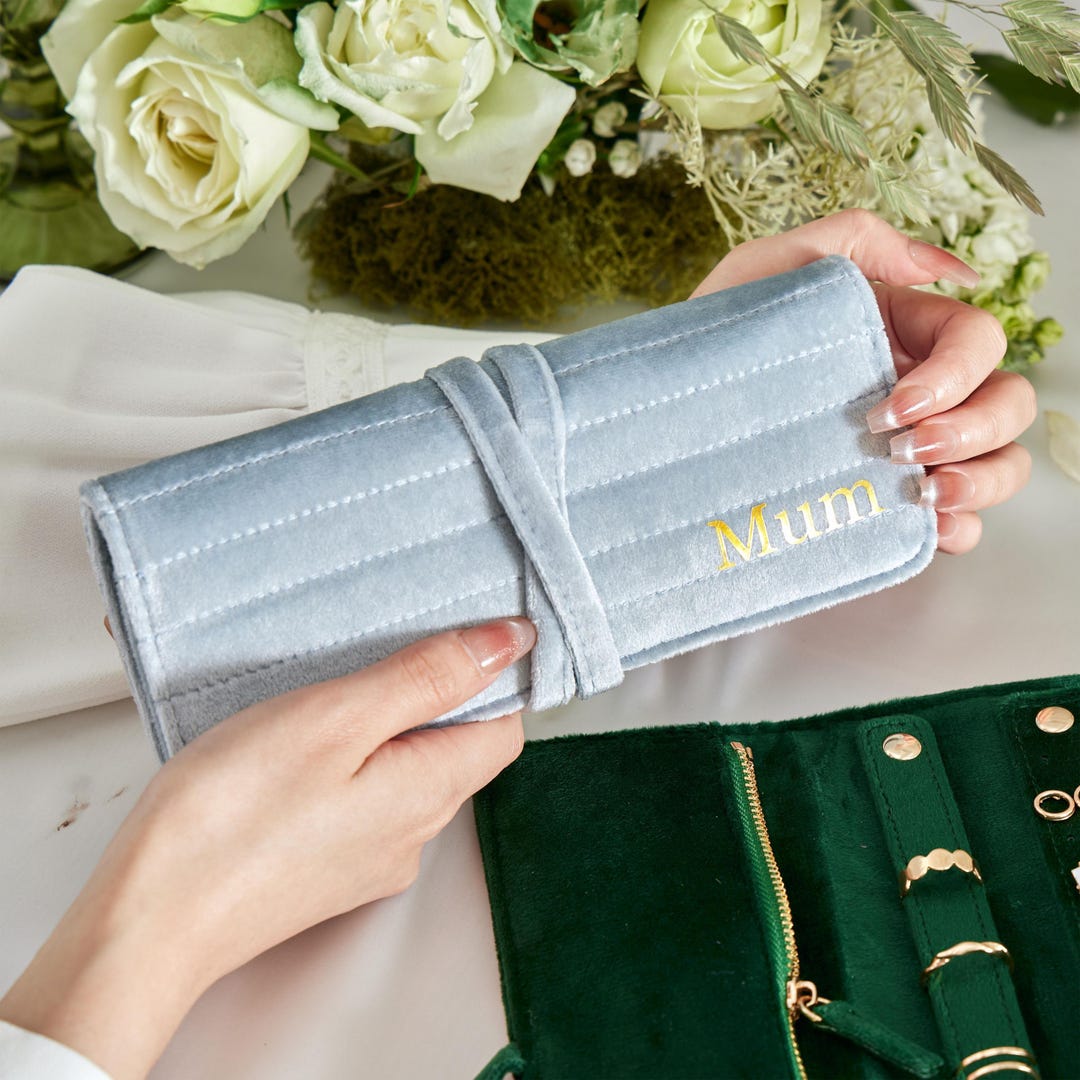 Personalised Jewelry Roll, Italian Velvet Jewelry Rolls, Travel ...