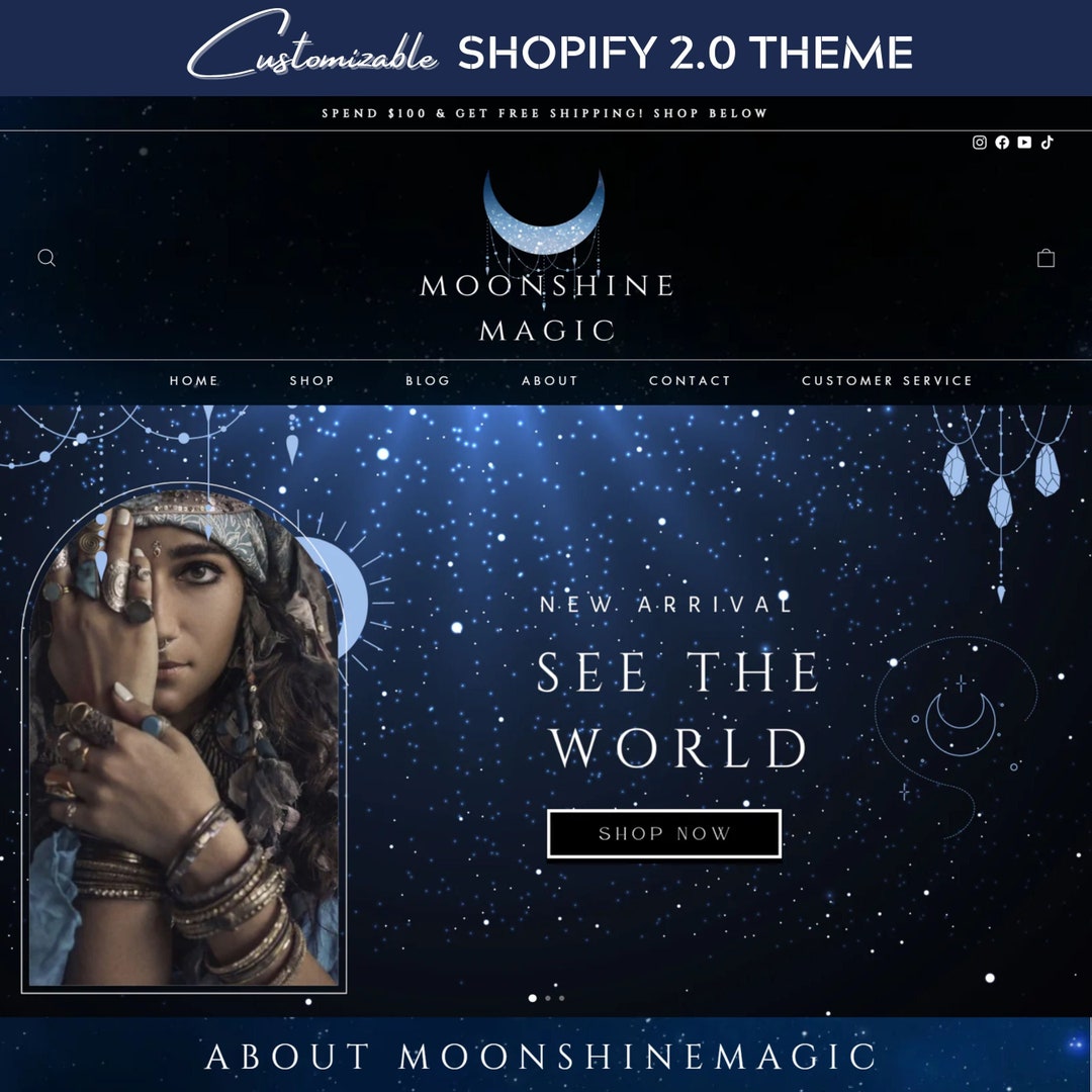 Blue Shopify Theme Jewelry Website Ecommerce Website Shopify Website ...