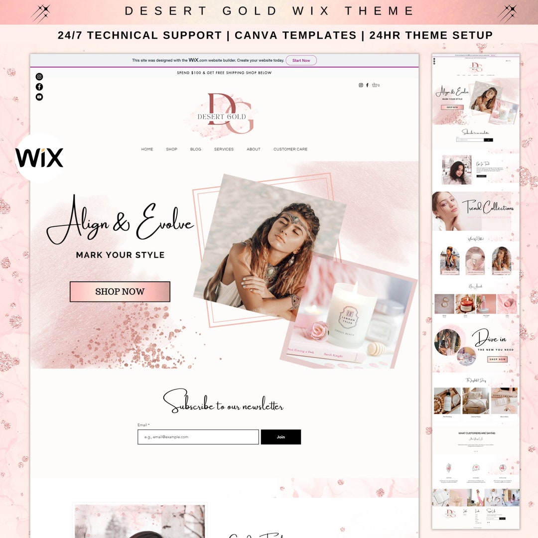 Rose Gold Wix Themewixwix Websitewebsite Template Wixwebsite Bannerswix ...