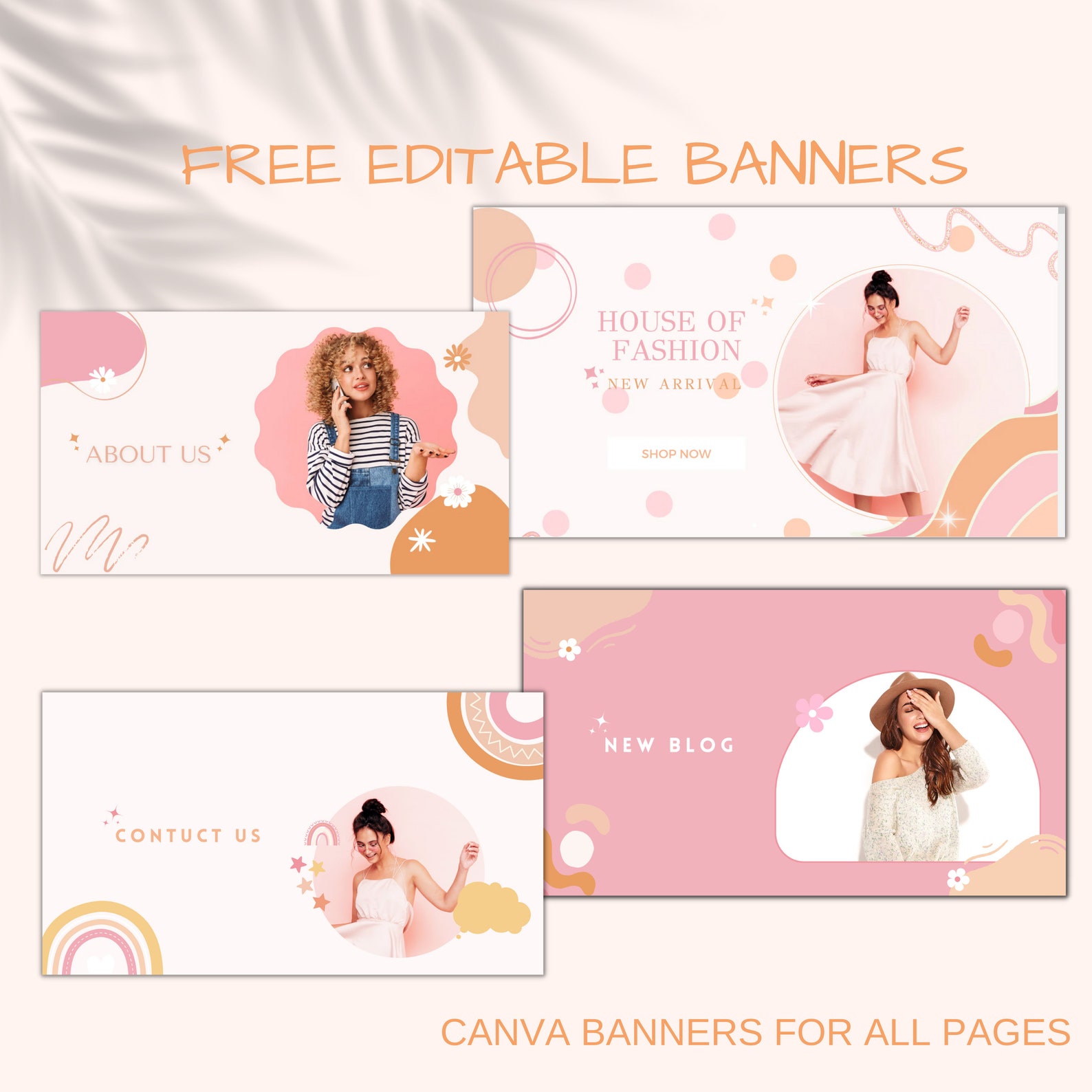 Shopify Theme Pastel Bright Editable Canva Banners - Etsy
