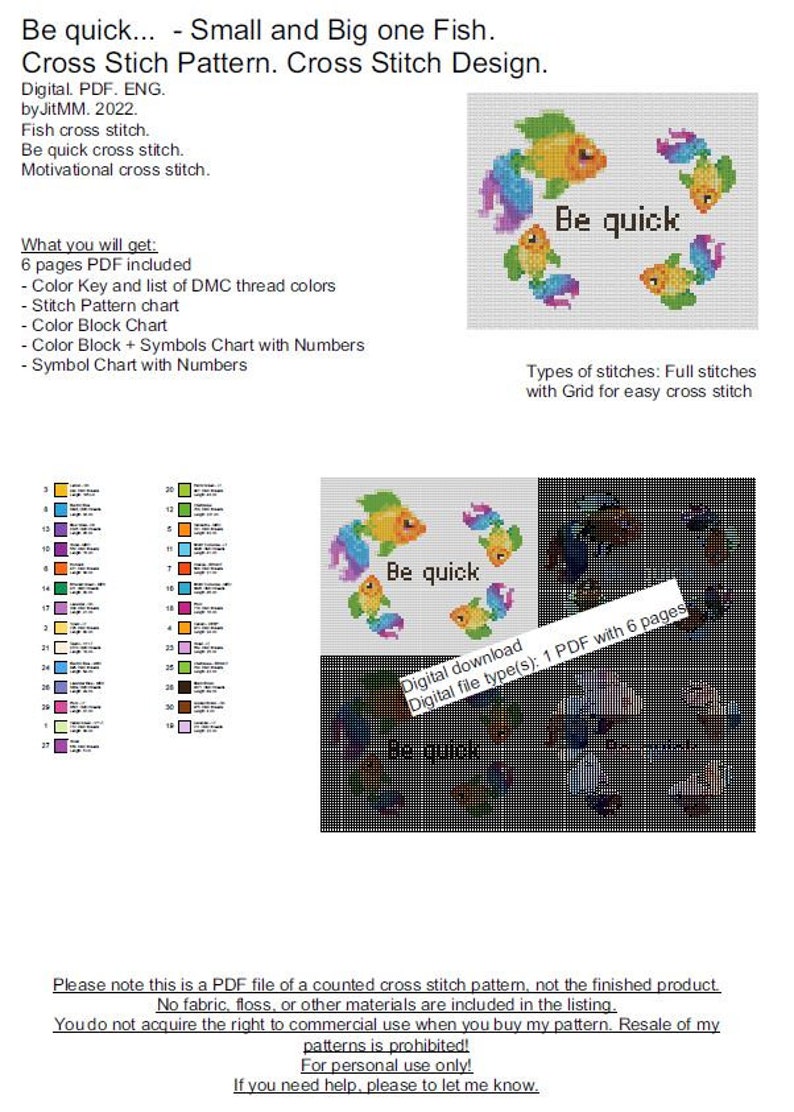 Be Quick... - Small and Big One Fish. Cross Stich Pattern. Cross Stitch ...