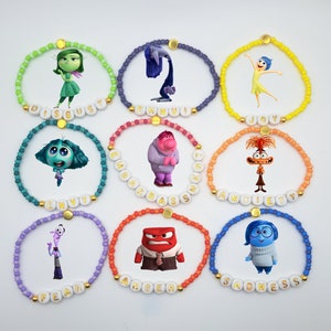 Inside Out Beaded Bracelets Characters, Joy, Fear, Anger, Sadness ...
