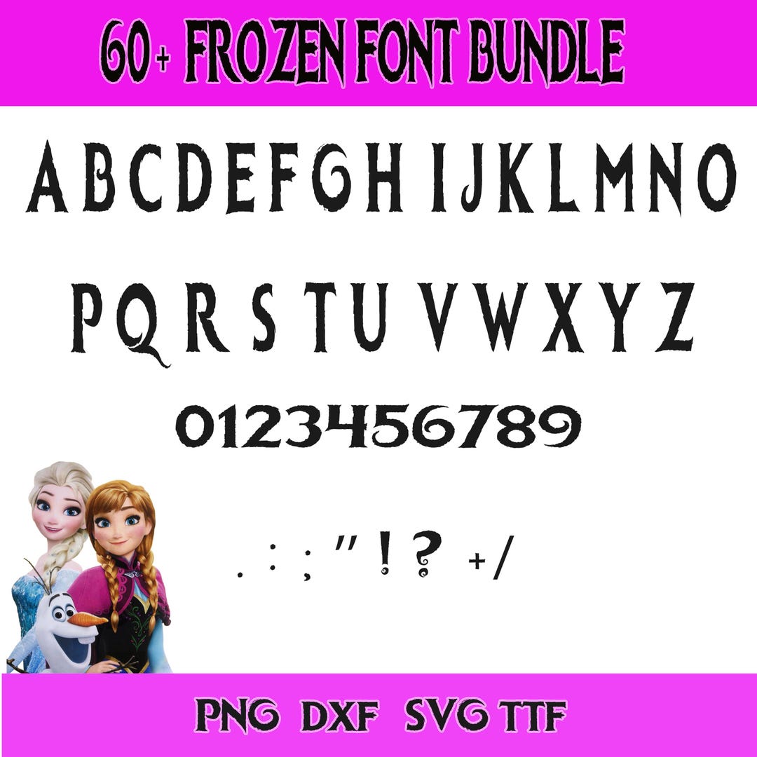 Frozen Themed Font Pack , 60 Elsa and Anna Themed Fontsfonts in Png ...
