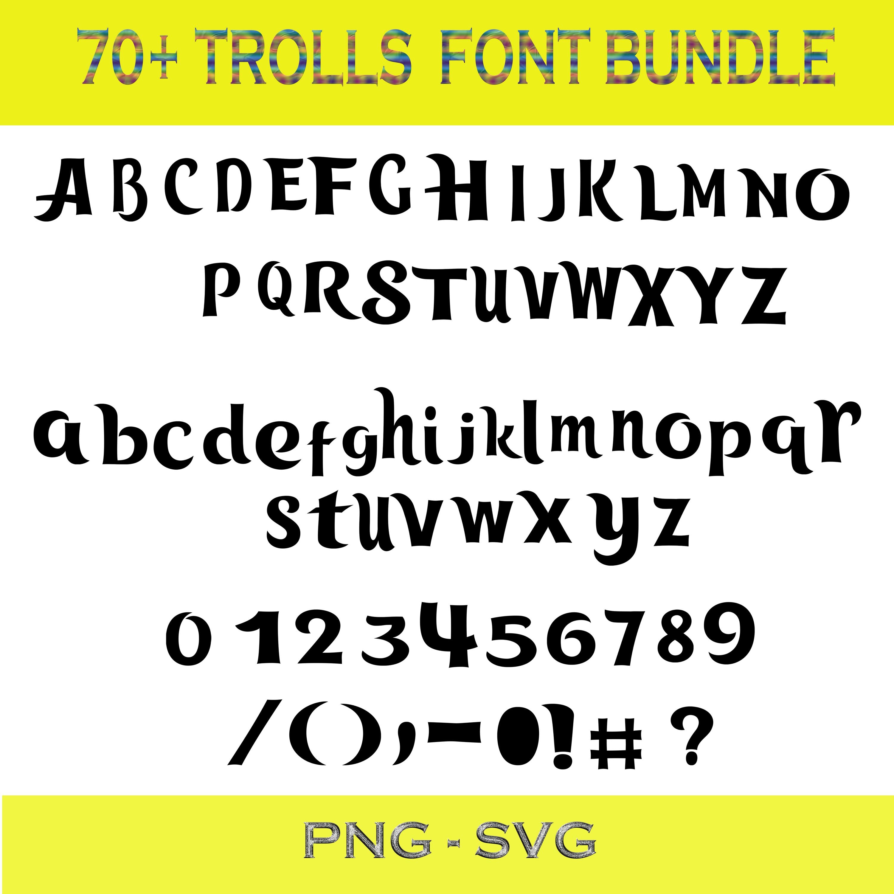Trolls Font Bundle 70 Unique Fonts , Digital Download , Themed Font ...