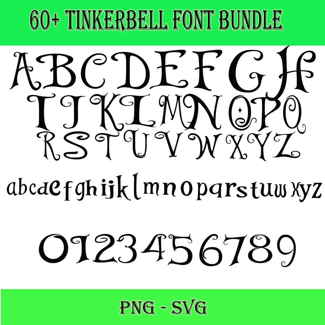 Tinkerbell Font Bundle 60 Unique Fonts , Digital Download , Themed Font ...