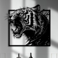 Tiger Laser SVG Cut File, Tiger Wall Art SVG, DXF, Eps, Tiger Vector ...