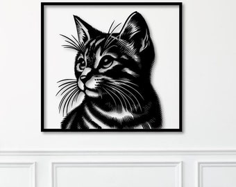 Art mural chat fichiers dxf, svg, eps, ai et pdf pour découpe laser ...