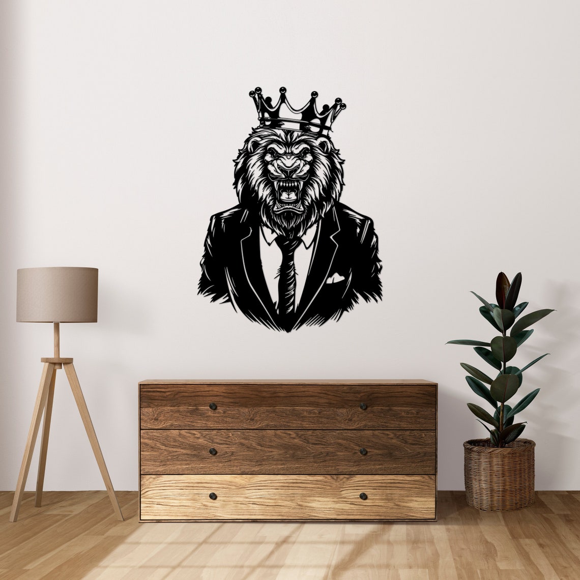 Lion and King Crown Wall Art Dxf, Svg, Eps, Ai and Pdf Files for Laser ...
