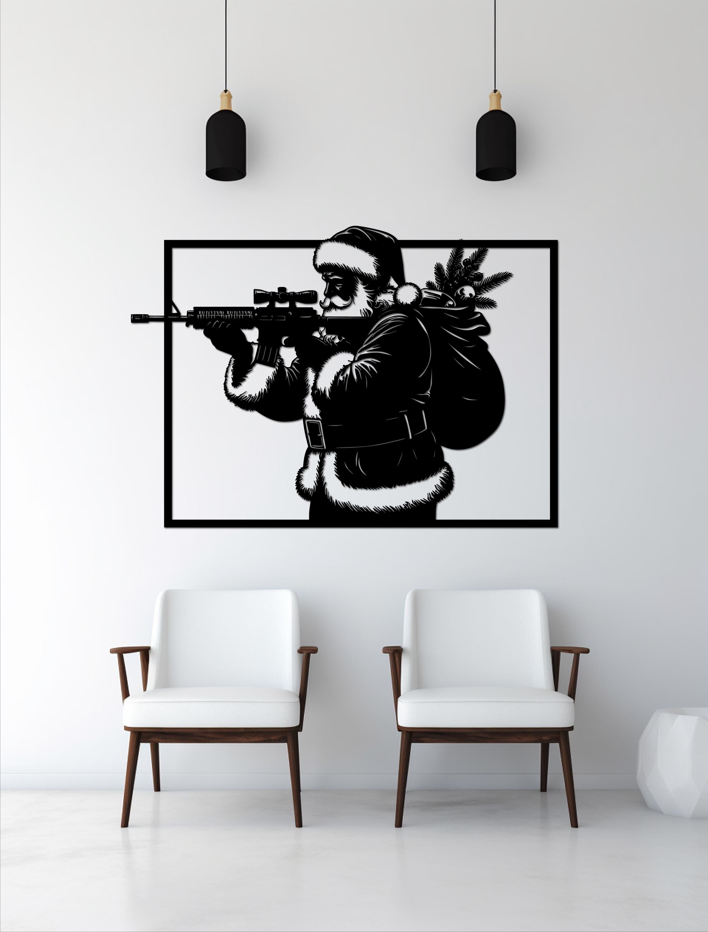 Santa Claus Sniper Wall Art SVG DXF, Christmas Laser Cut File, Funny ...