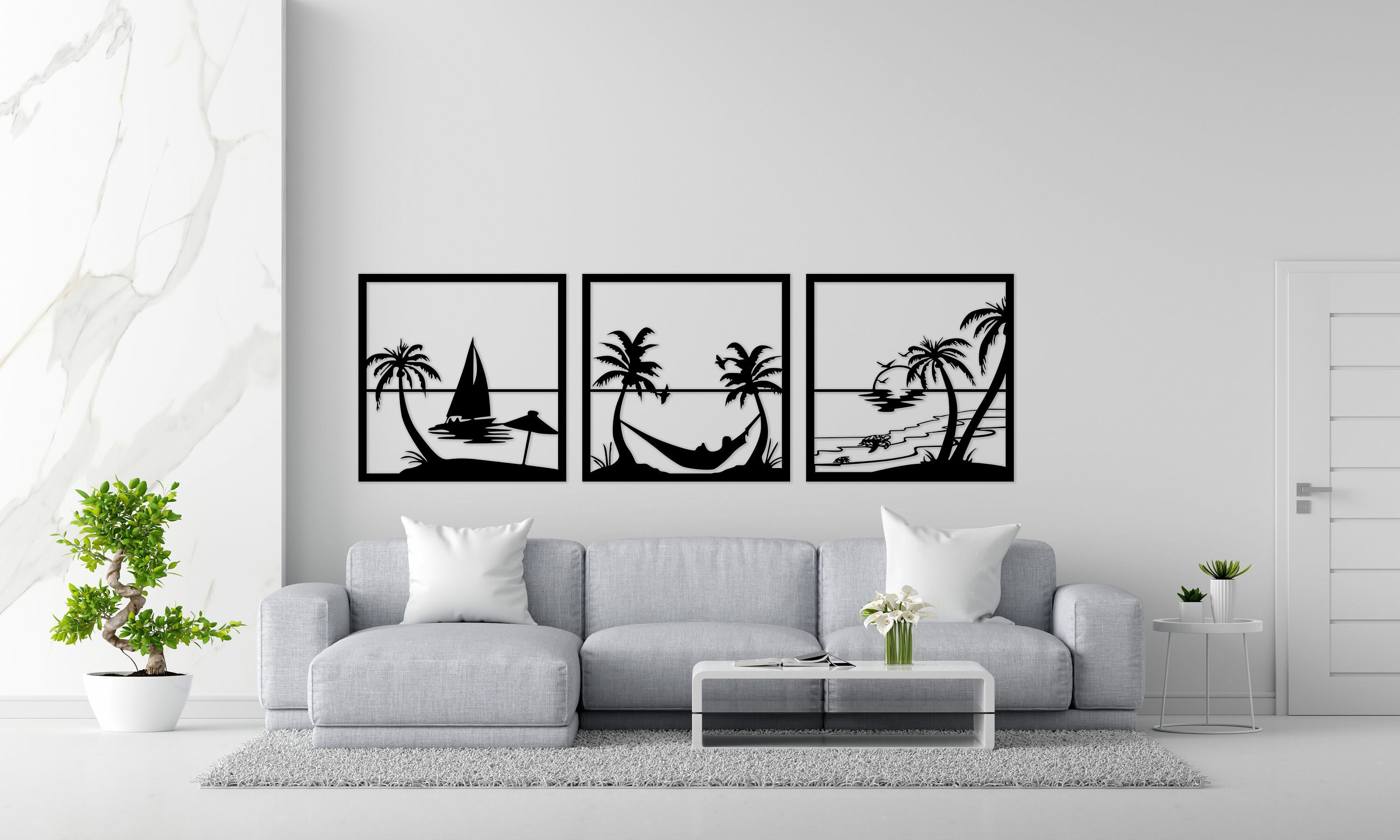 Tropical Beach Wall Art Dxf, Svg, Eps, Ai and Pdf Files for Laser ...
