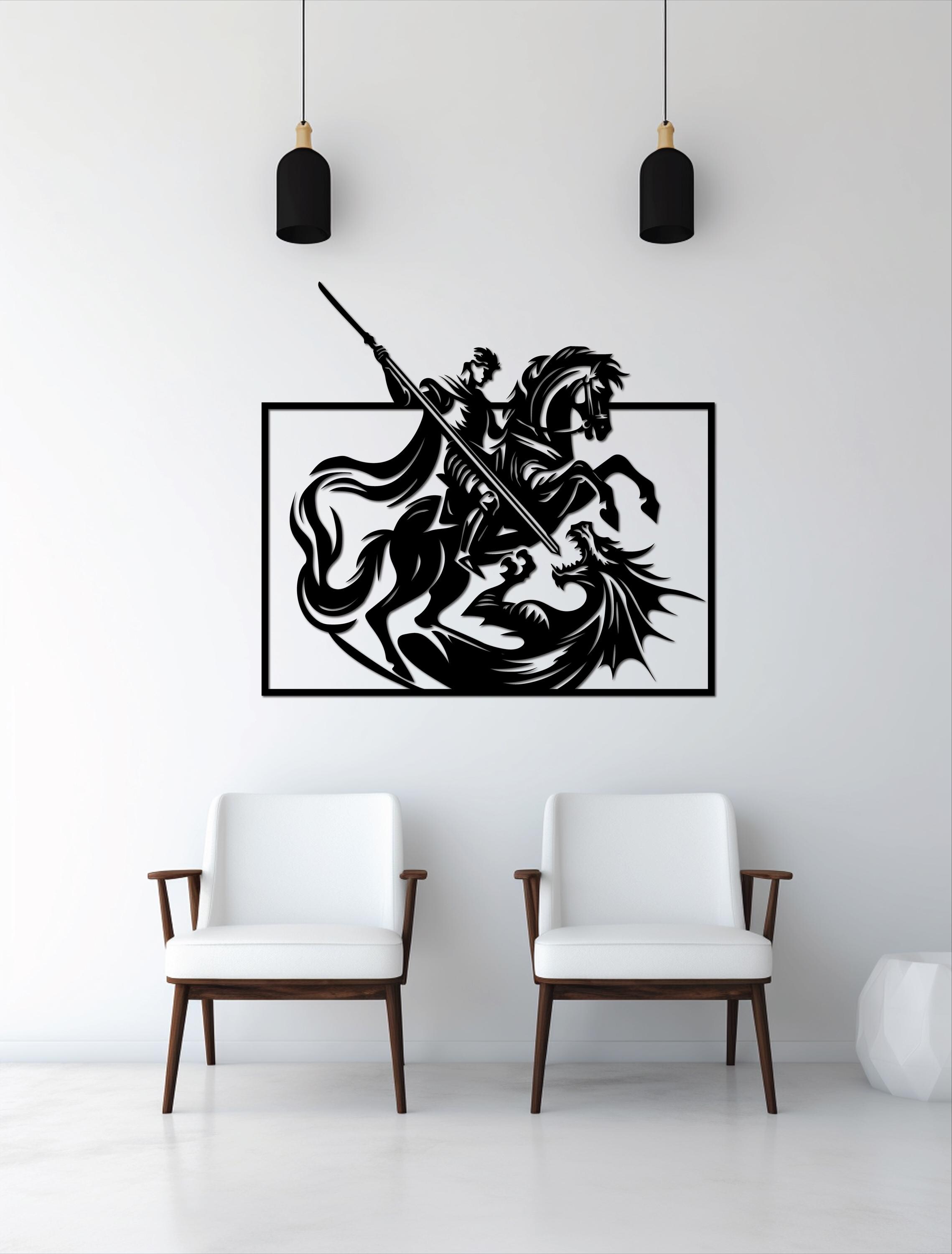 Saint George and the Dragon Wall Art Dxf, Svg, Eps, Ai and Pdf Files ...