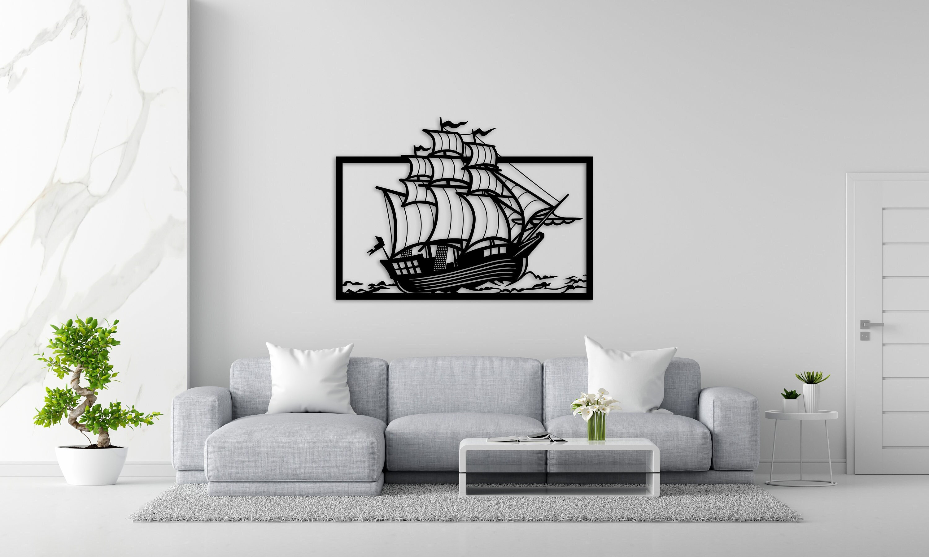 Sailing Boat Decorative Wall Art Dxf,svg,eps,ai and Pdf Files for Laser ...