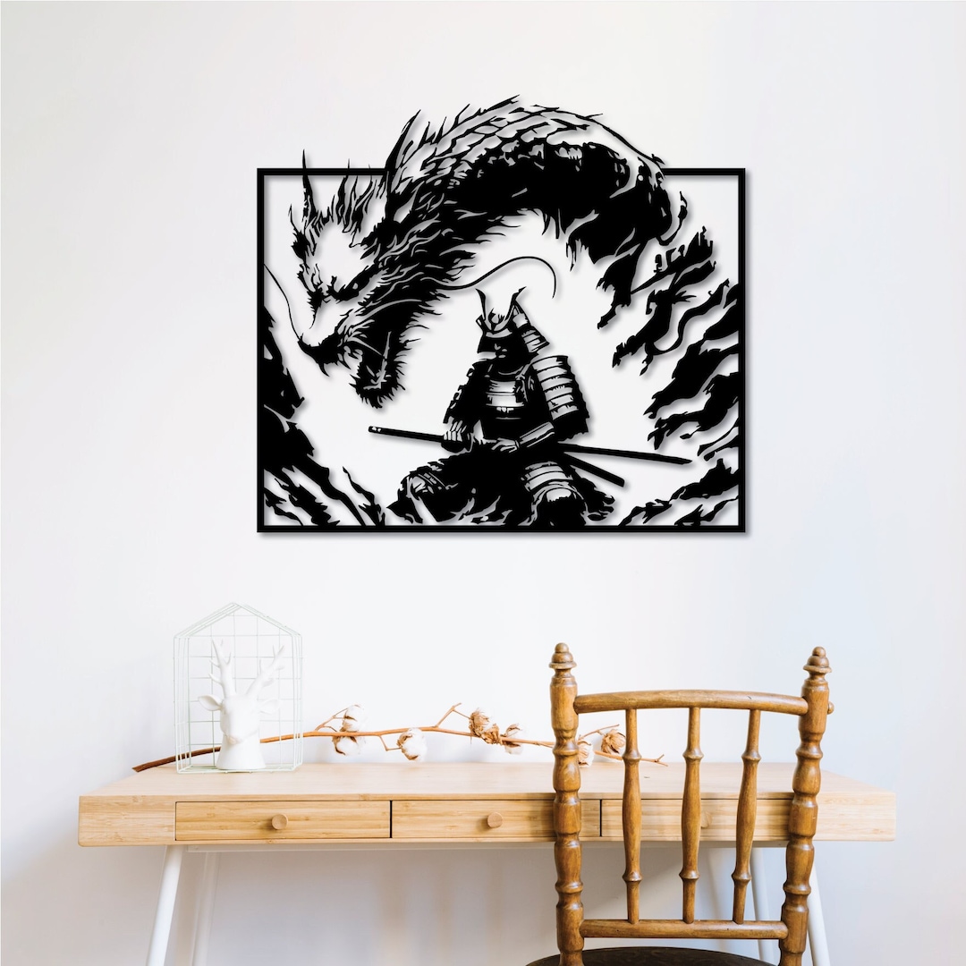 Samurai and Dragon Wall Art Dxf, Svg, Eps, Ai and Pdf Files for Laser ...