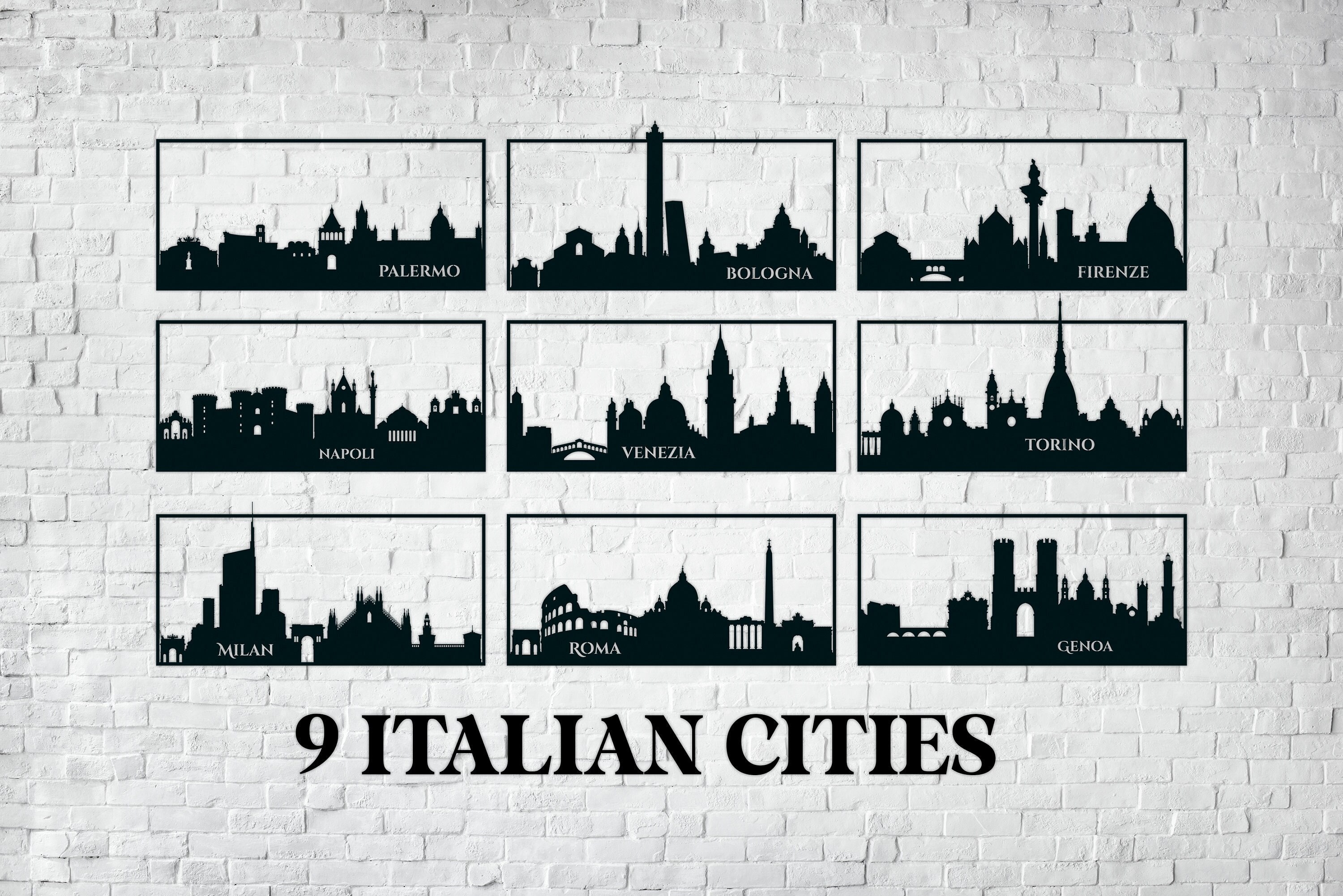 Italian Cities Skyline Silhouettes Wall Art Dxf,svg,eps, Ai and Pdf ...