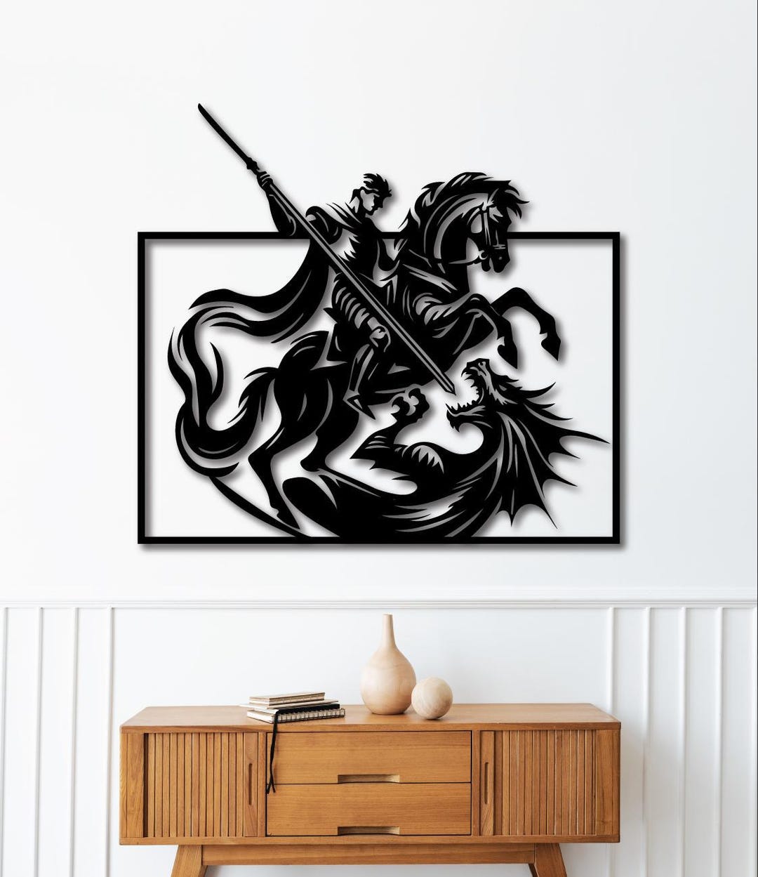 Saint George and the Dragon Wall Art Dxf, Svg, Eps, Ai and Pdf Files ...