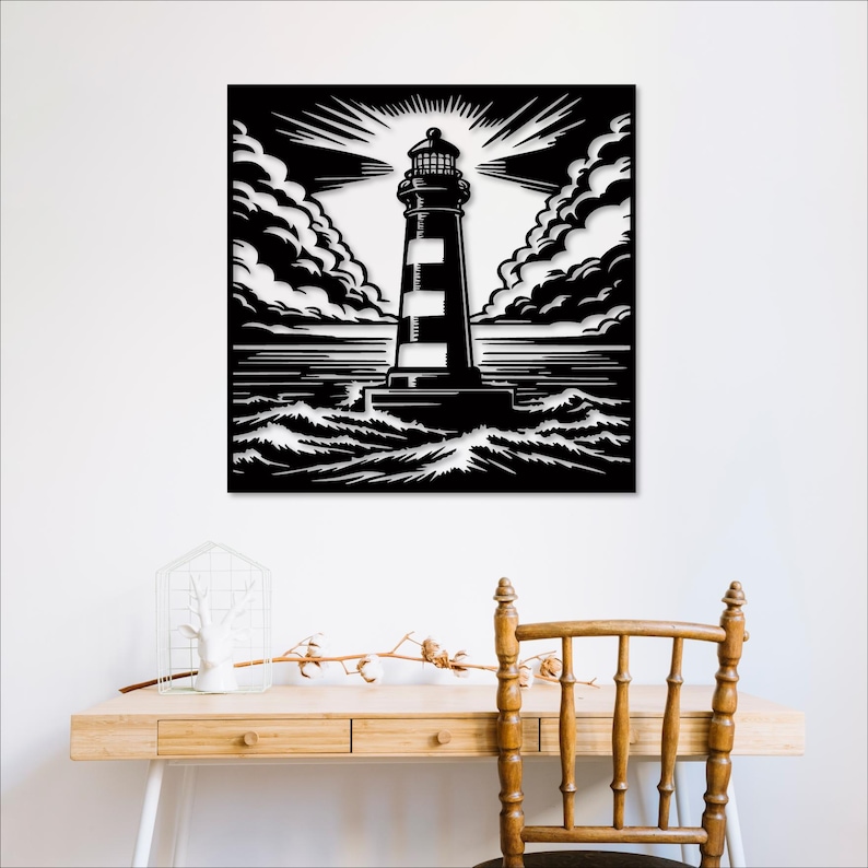 Lighthouse Laser Cut File SVG DXF Eps Pdf | Nautical Wall Art Digital ...
