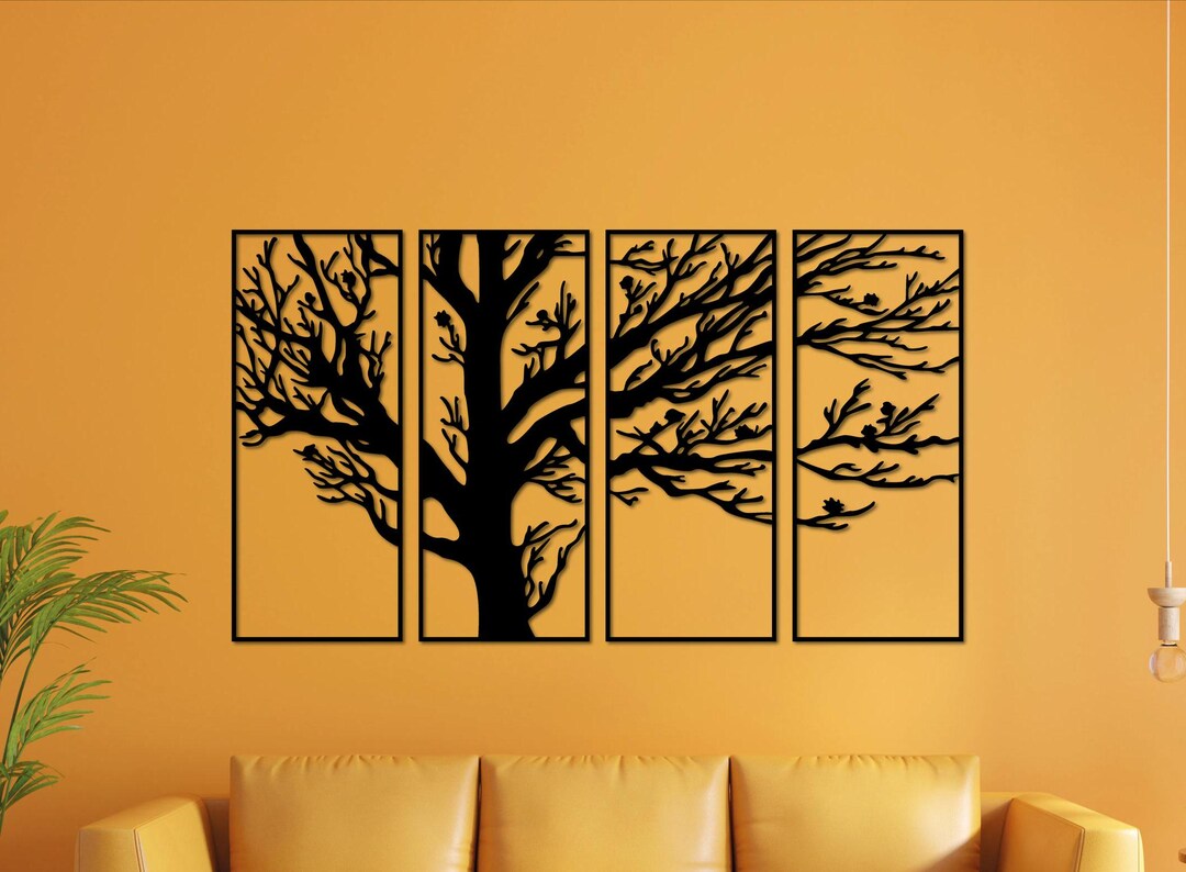 Tree Four Pieces Wall Art Dxf, Svg, Eps, Ai and Pdf Files for Laser ...