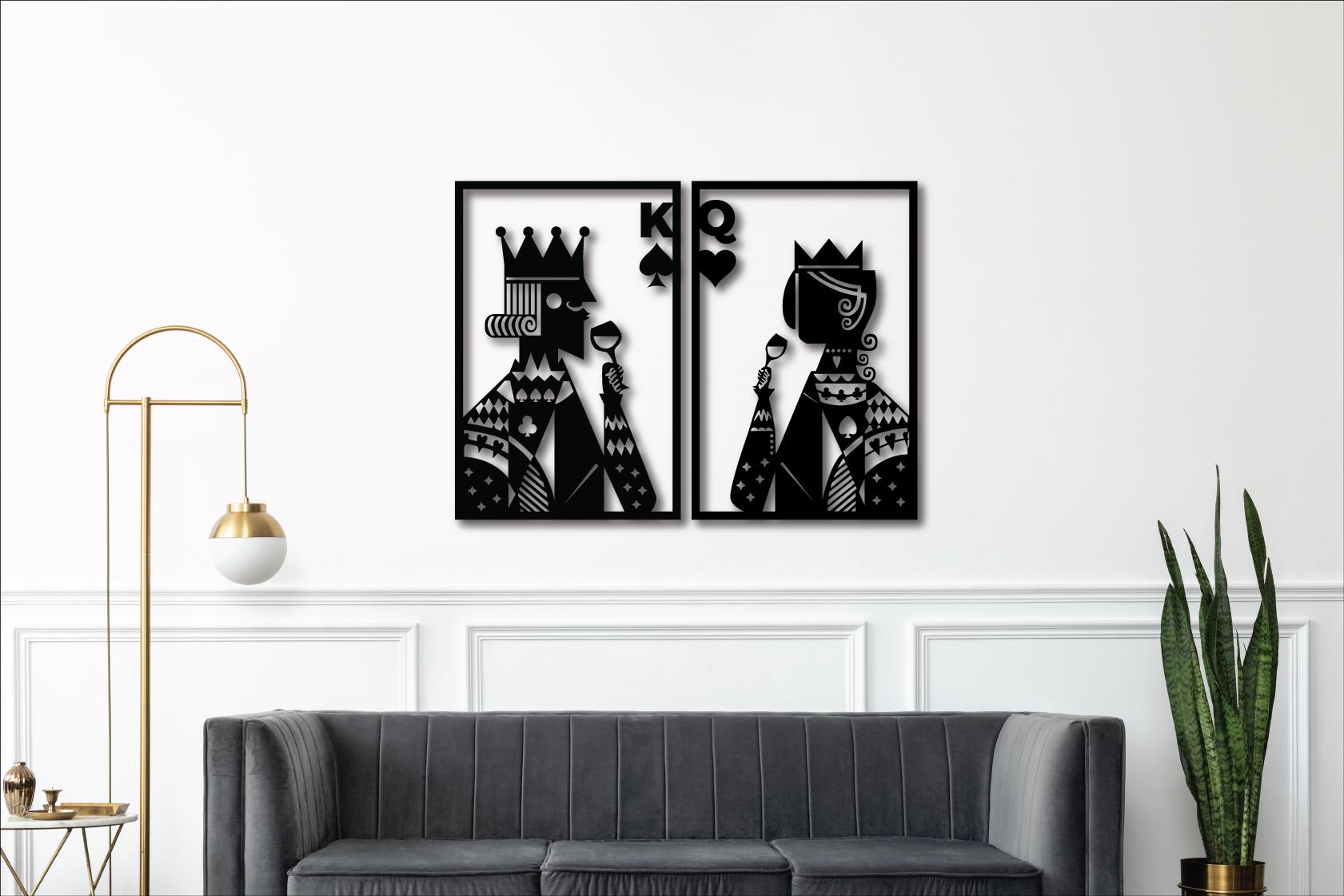 King and Queen Playing Cards Laser Cut Wall Art Dxf, Svg, Eps, Ai and ...