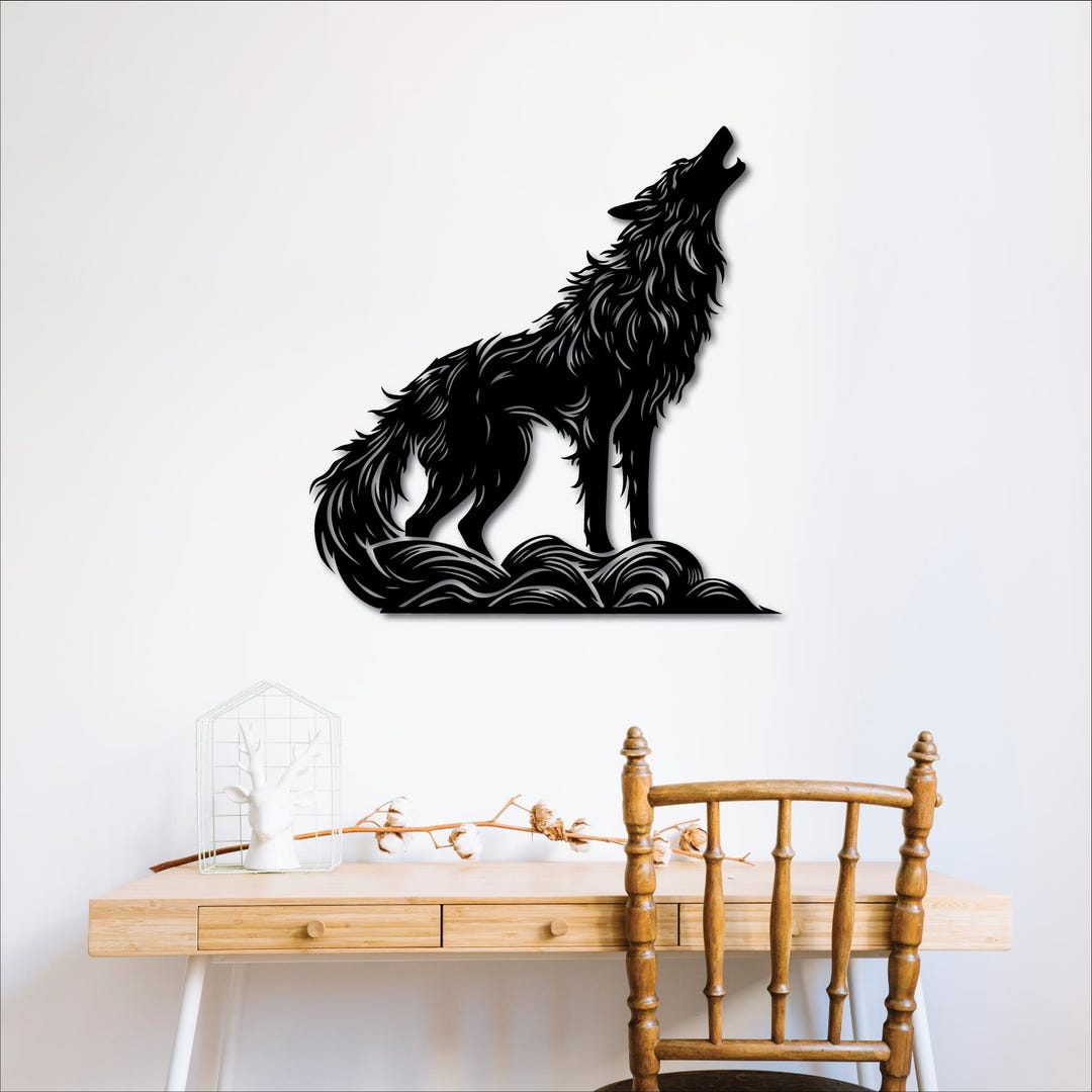 Howling Wolf Wall Art Dxf, Svg, Eps, Ai and Pdf Files for Laser Cutting ...