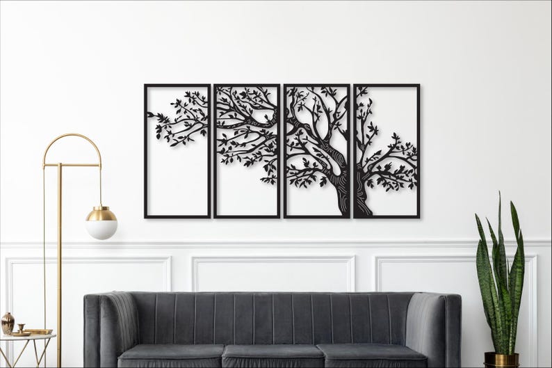 Tree Panel Wall Art Dxf, Svg, Eps,ai and Pdf Files for Laser Cutting ...