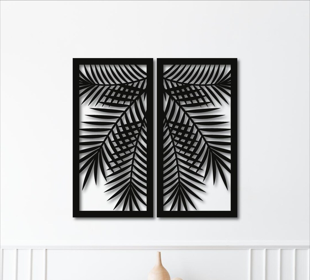 Palm Leaves Panel Laser Cut Wall Art Dxf, Svg, Eps, Ai and Pdf Files for Laser Cutting, CNC ...