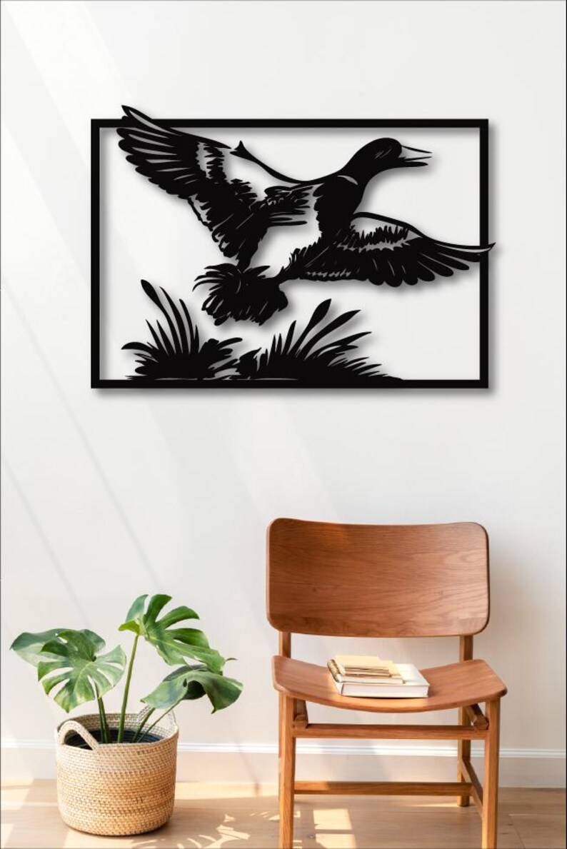 Mallard Duck Wall Art SVG DXF, Flying Waterfowl Laser Cut File for CNC ...
