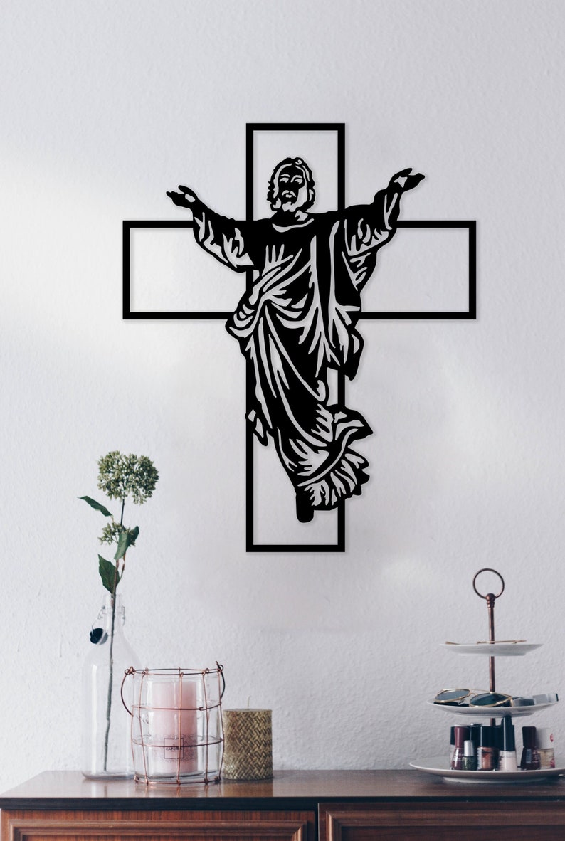 Jesus and Cross Wall Art Dxf, Eps, Svg, Ai and Pdf Vector Files for ...