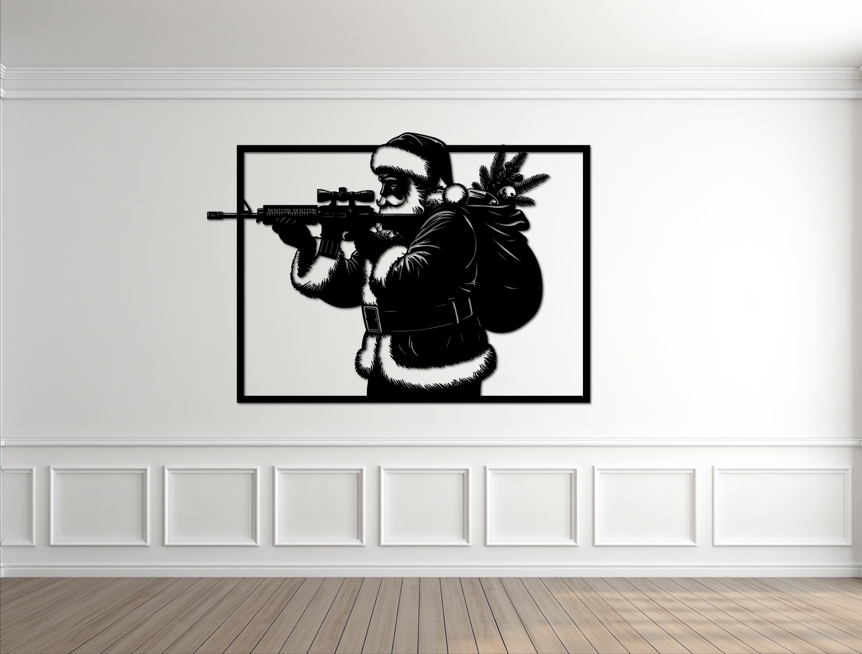 Santa Claus Sniper Wall Art SVG DXF, Christmas Laser Cut File, Funny ...