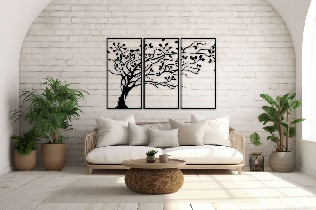 Tree Branches and Leaves Wall Art Dxf, Svg, Eps, Ai and Pdf Files for ...