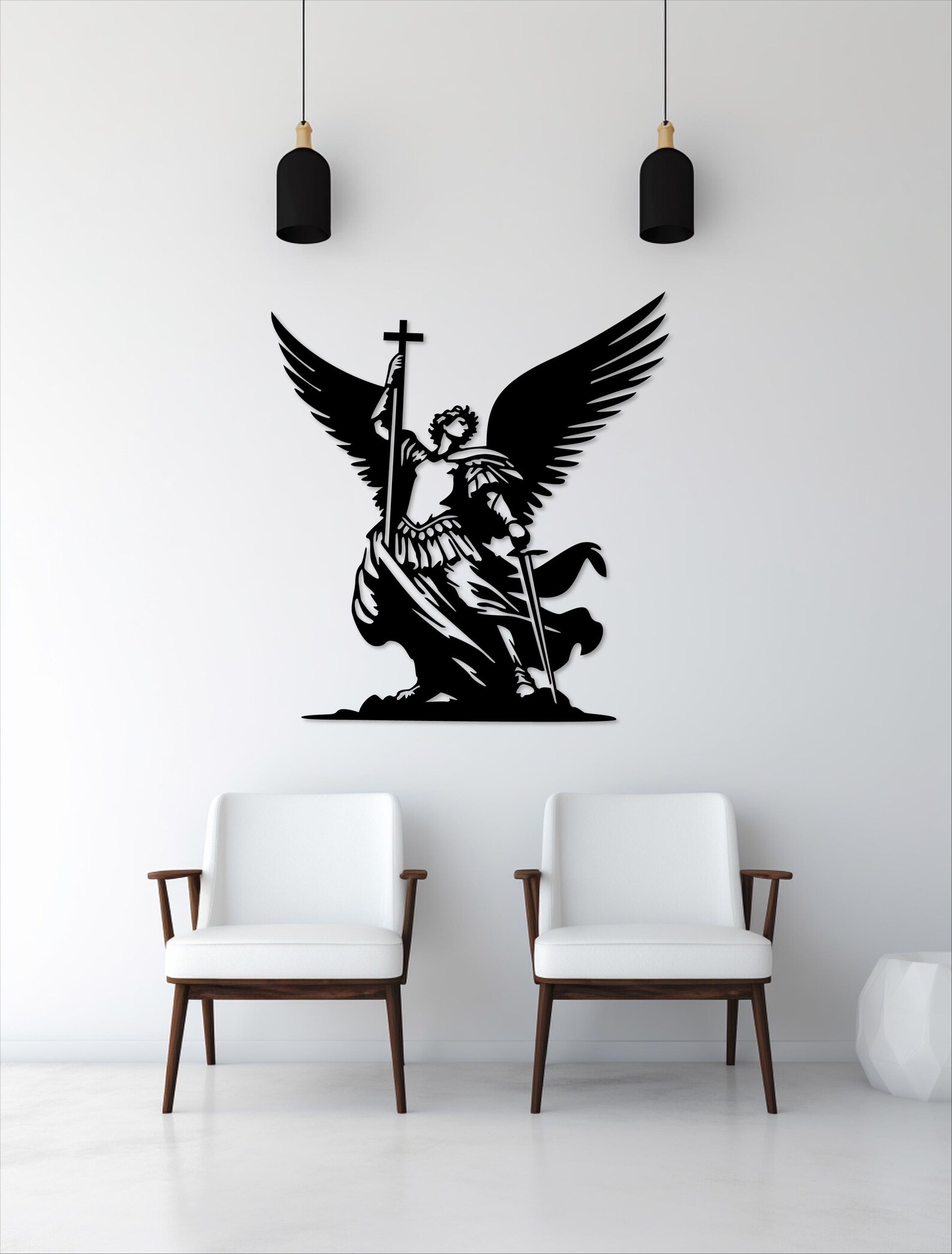 Archangel Michael Wall Art SVG DXF Pdf, Angel Laser Cut File, Religious ...