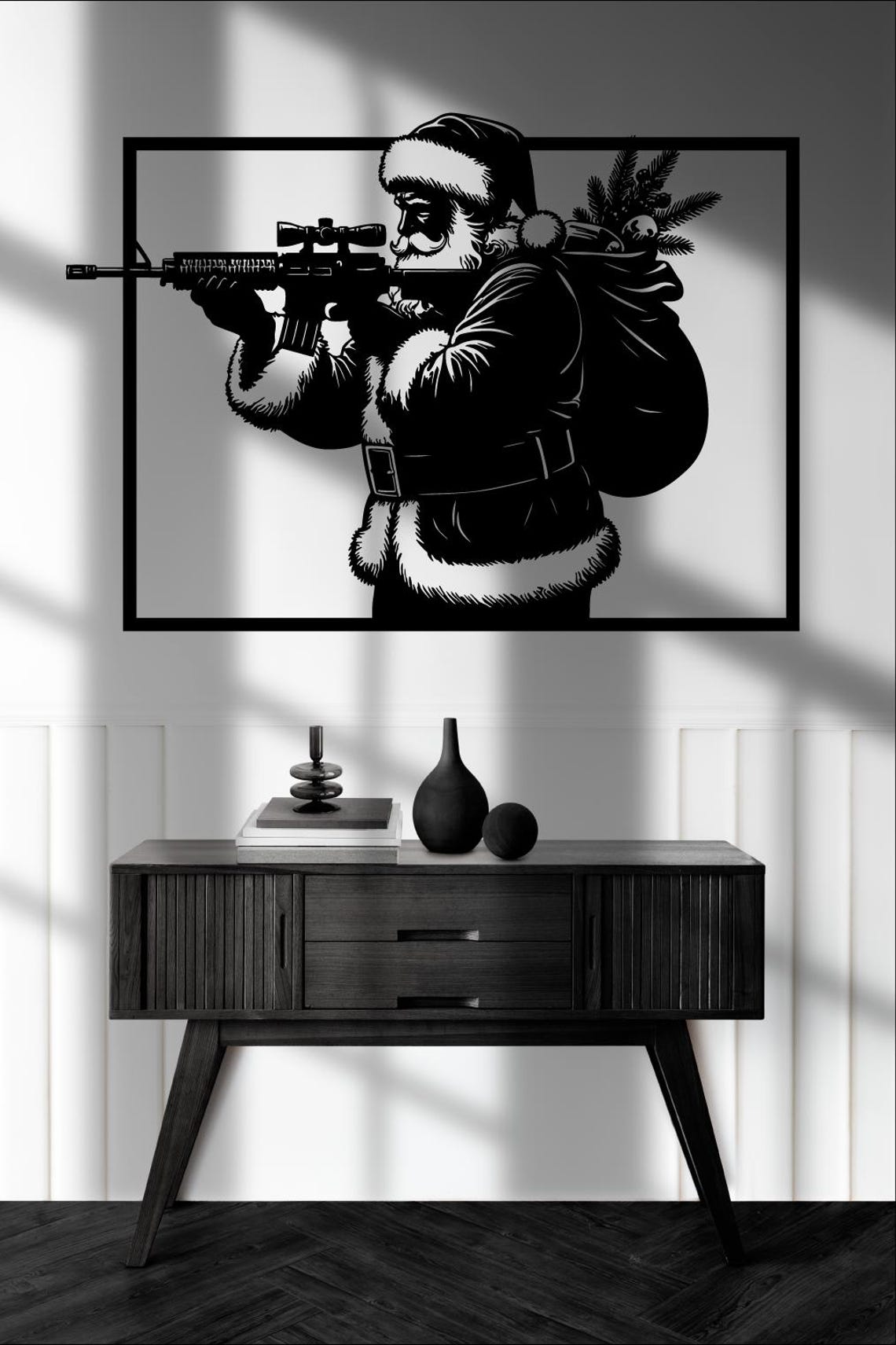 Santa Claus Sniper Wall Art SVG DXF, Christmas Laser Cut File, Funny ...