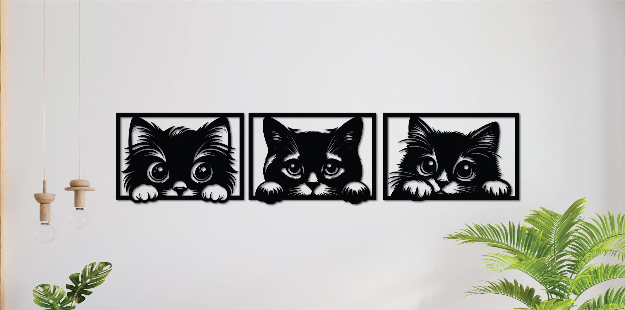 Three Cats Wall Decor Dxf, Svg, Eps, Ai and Pdf Files for Laser Cutting ...
