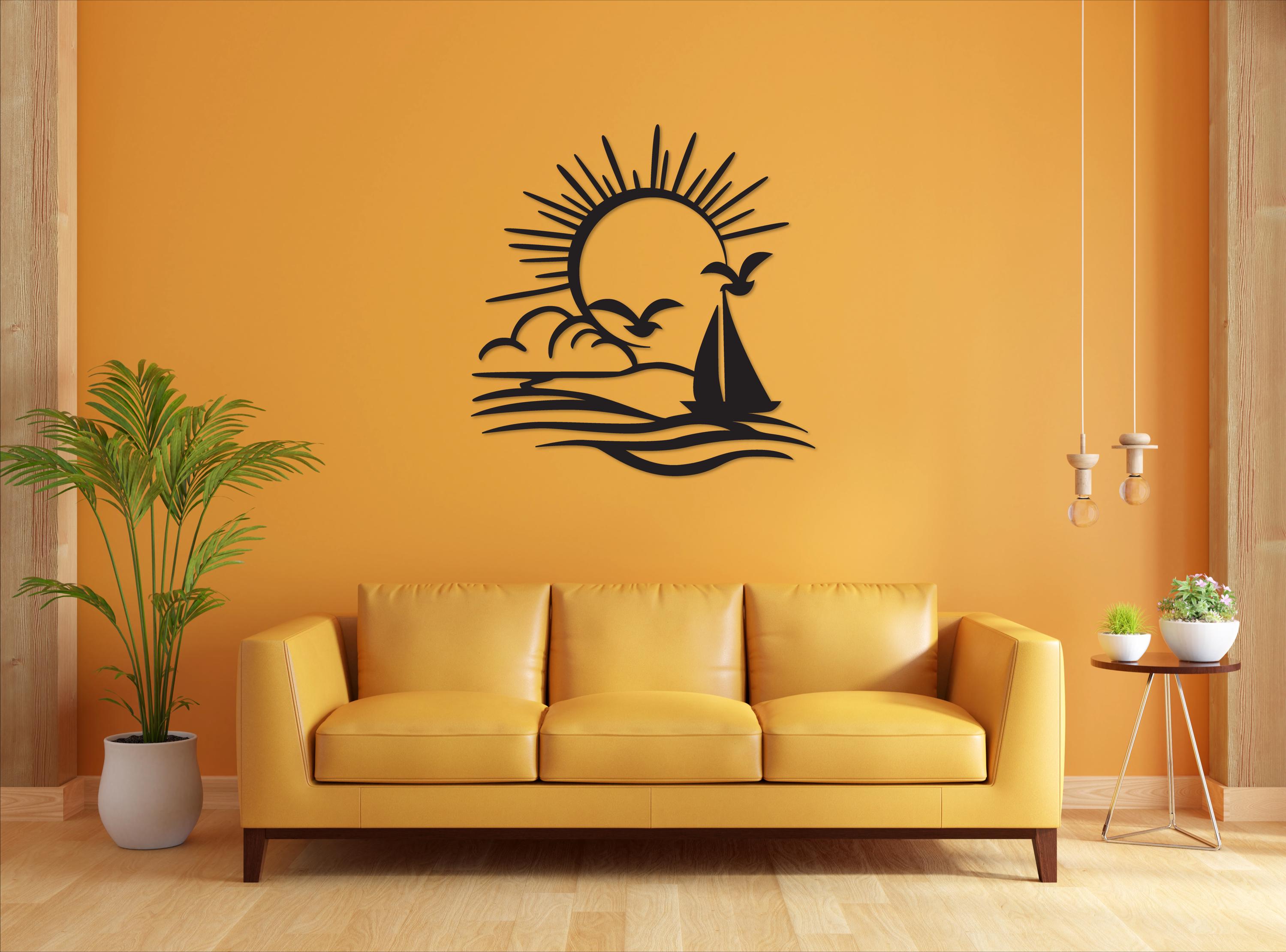 Sunset Sailboat Wall Art SVG DXF Eps Ai Pdf | Nautical Laser Cut File ...