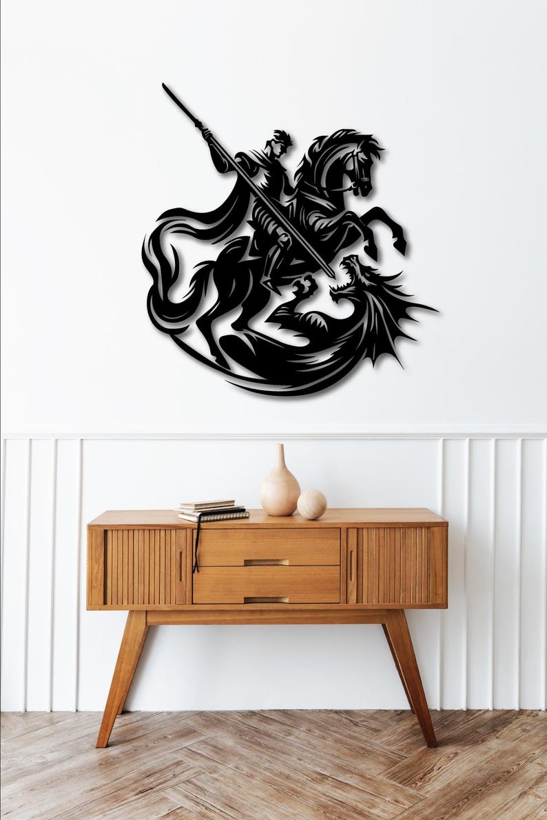 Saint George and the Dragon Wall Art Dxf, Svg, Eps, Ai and Pdf Files ...