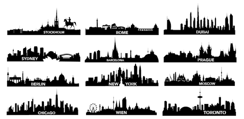 City Skyline Silhouette Wall - Etsy