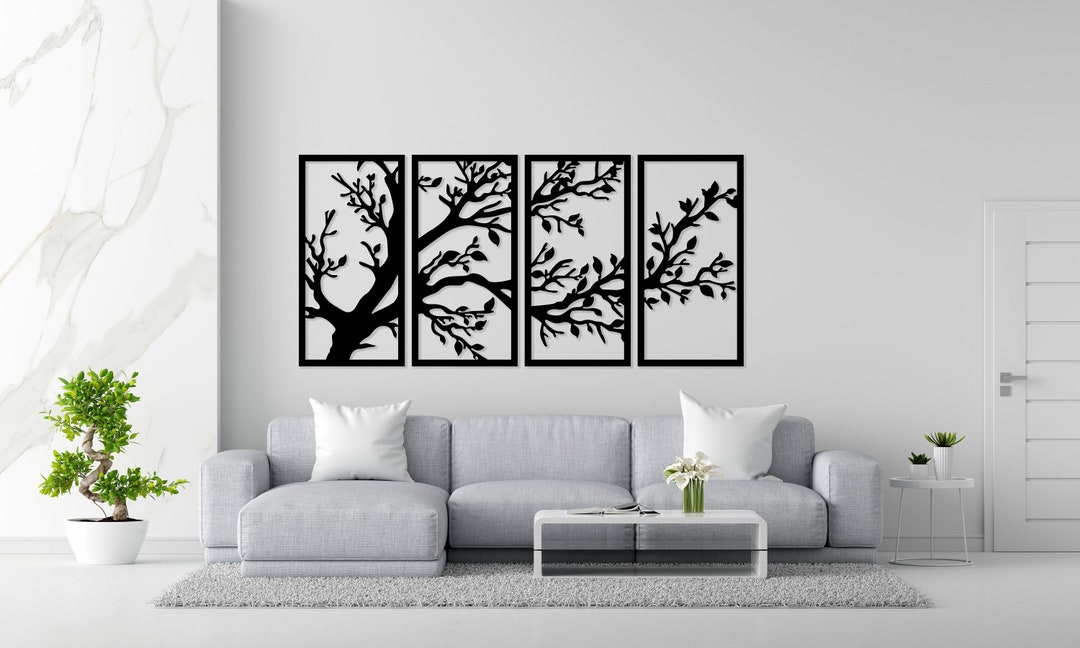 Tree Wall Art Svg,dxf, EPS,AI and PDF Files.cnc Cut File,wall Art Dxf ...