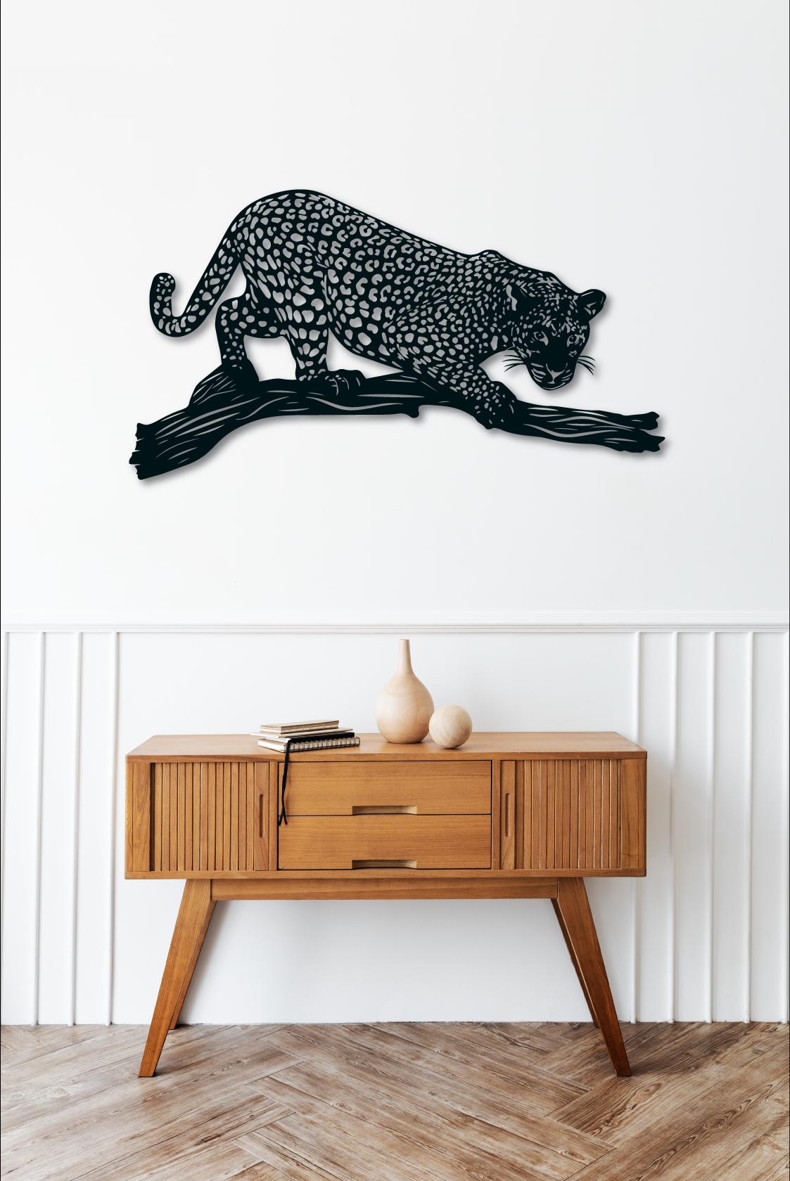 Leopard on Branch Wall Art Dxf, Svg, Eps, Ai and PDF Files for Laser ...