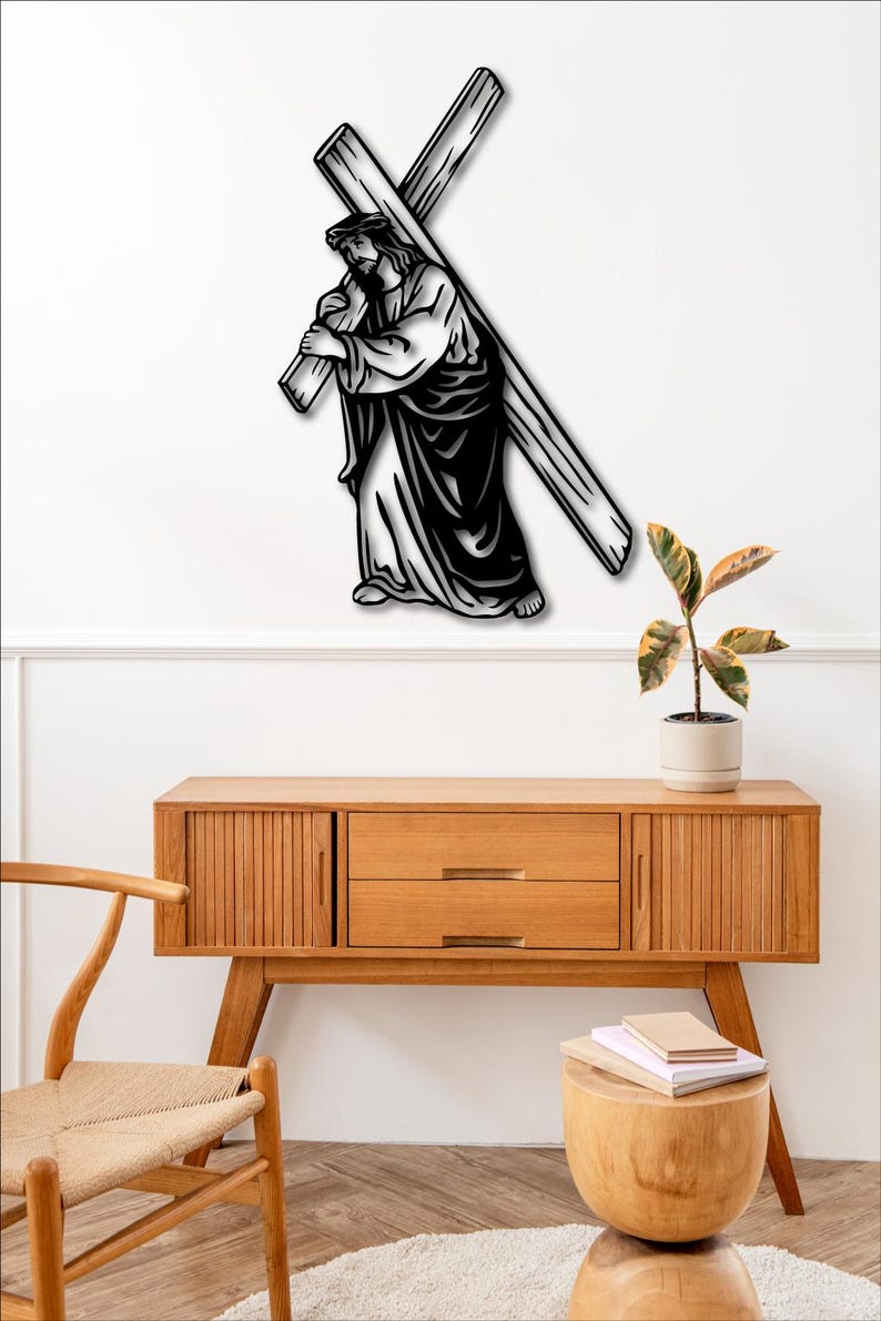 Jesus and Cross Laser Cut Wall Art: Christian Home Decor (digital Files ...