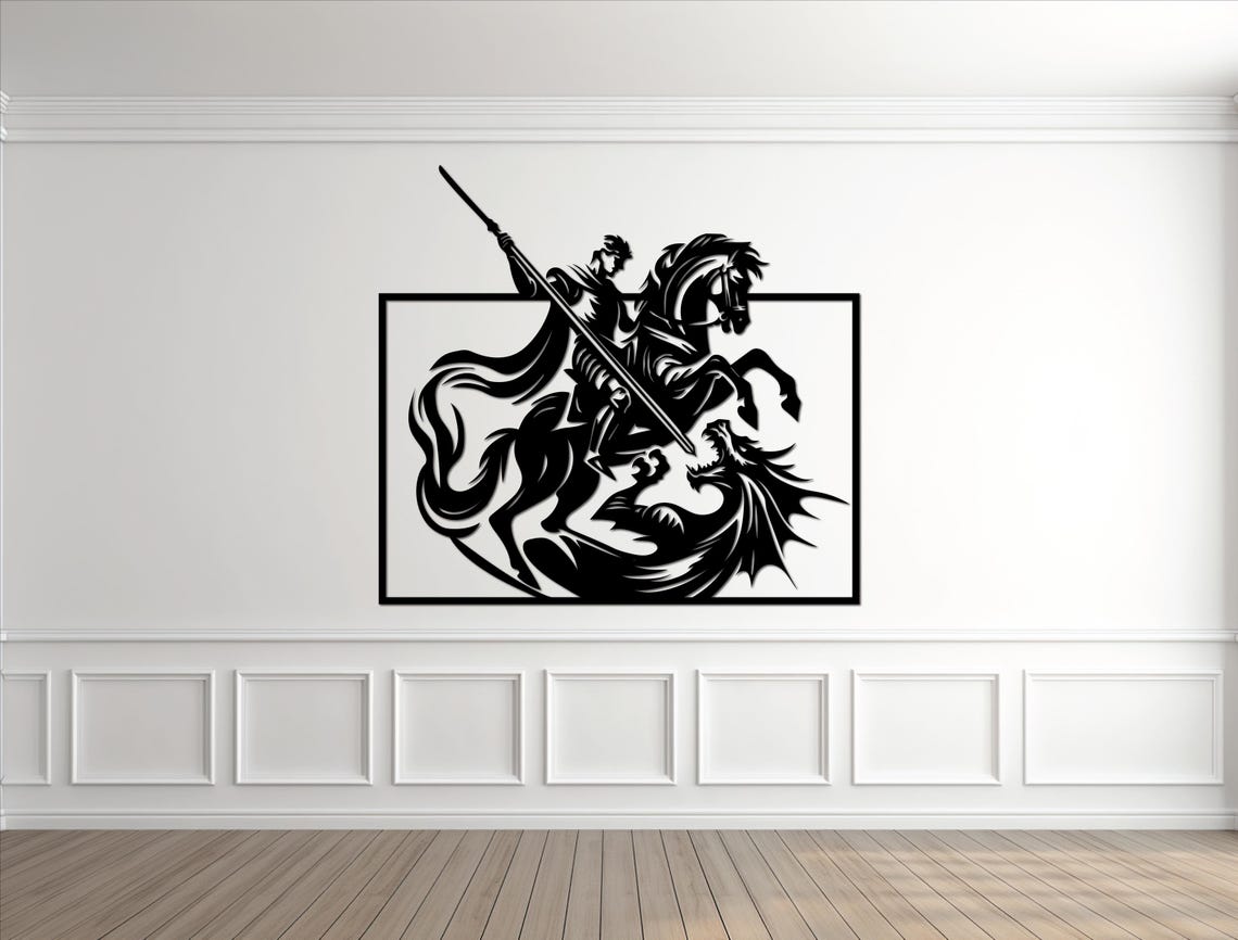 Saint George and the Dragon Wall Art Dxf, Svg, Eps, Ai and Pdf Files ...