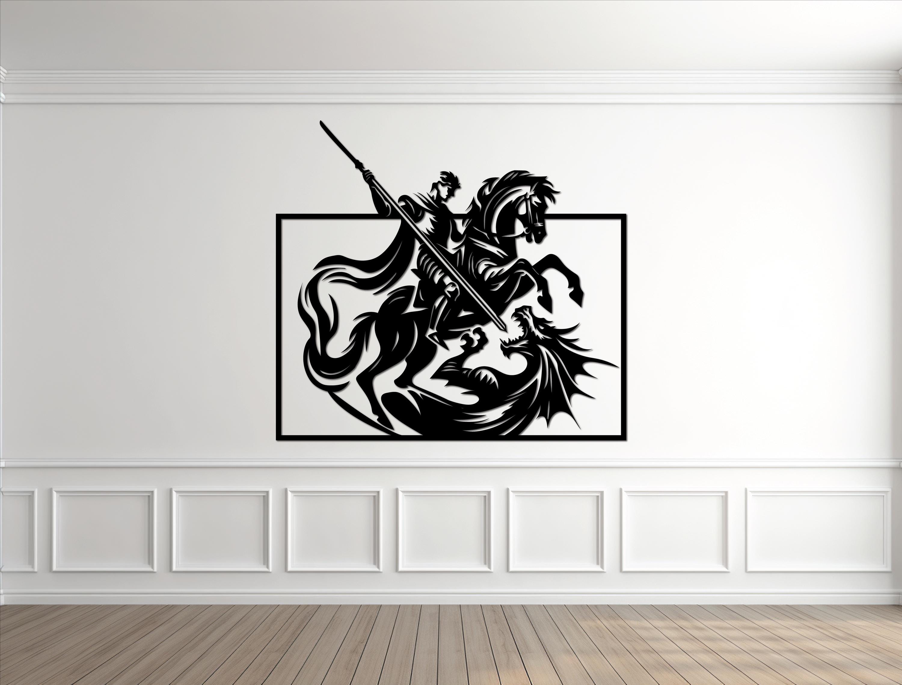 Saint George and the Dragon Wall Art Dxf, Svg, Eps, Ai and Pdf Files ...