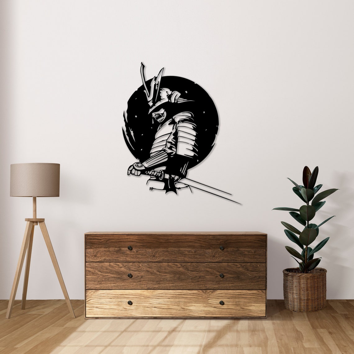 Samurai Warrior With Oni Mask Wall Art Dxf,svg,eps,ai and Pdf Files for ...