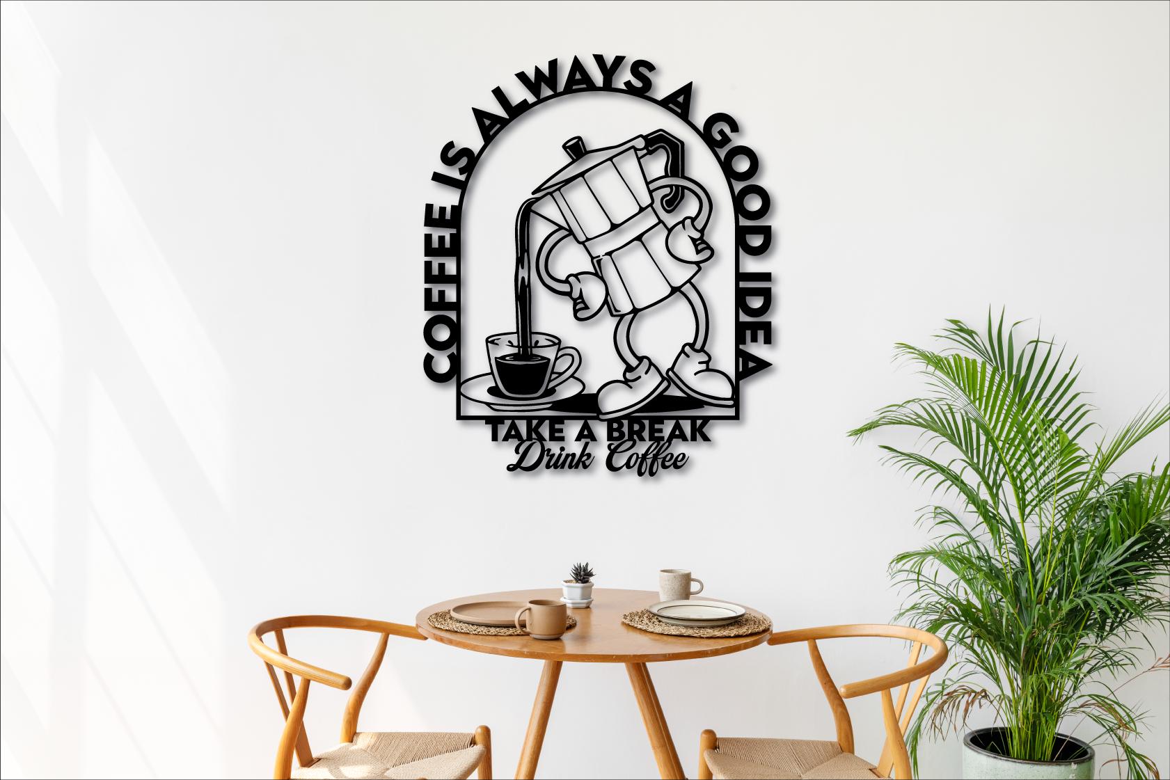 Coffee Time Wall Art Dxf, Svg, Eps, Ai and Pdf Files for Laser Cutting ...