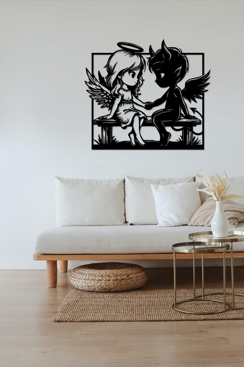 Angel and Evil Wall Art Dxf,svg,eps, Ai and Pdf Files for Laser Cutting ...